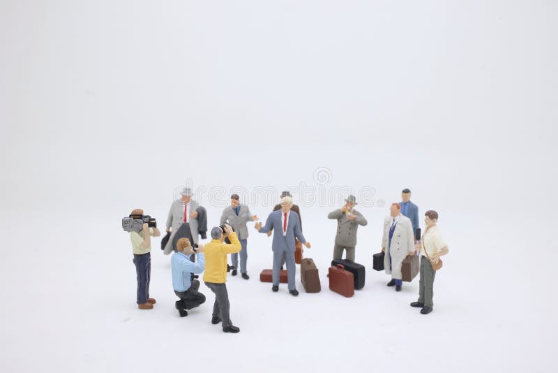 A Mini Business Traveler Figure Standing on Stock Image - Image of plan ...