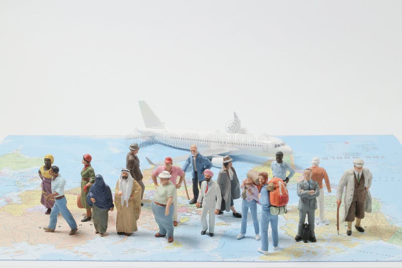 A Mini Business Travelers Standing on a Map Stock Photo - Image of ...