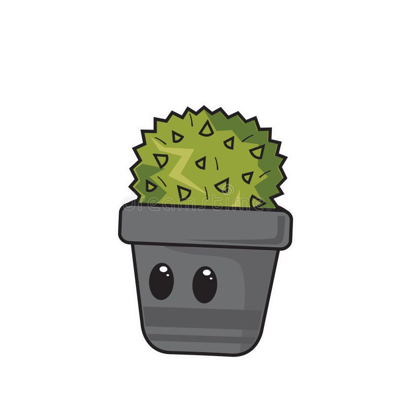 Dark Grey Cactus Mascot Vector Illustration Stock Vector - Illustration ...