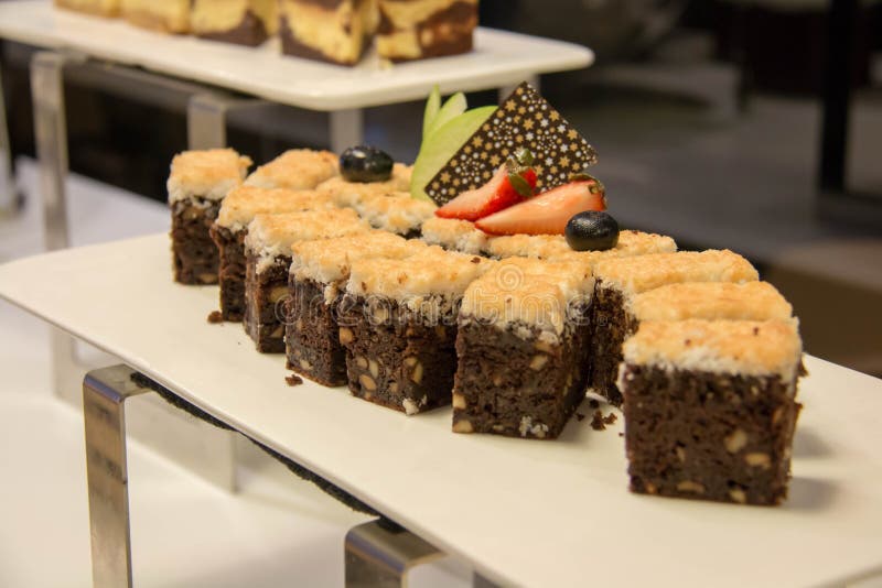 Mini Cake on Plate for Catering Stock Photo - Image of bakery, cake ...