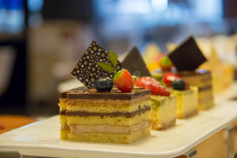 Mini Cake on Plate for Catering Stock Photo - Image of plate, bakery ...