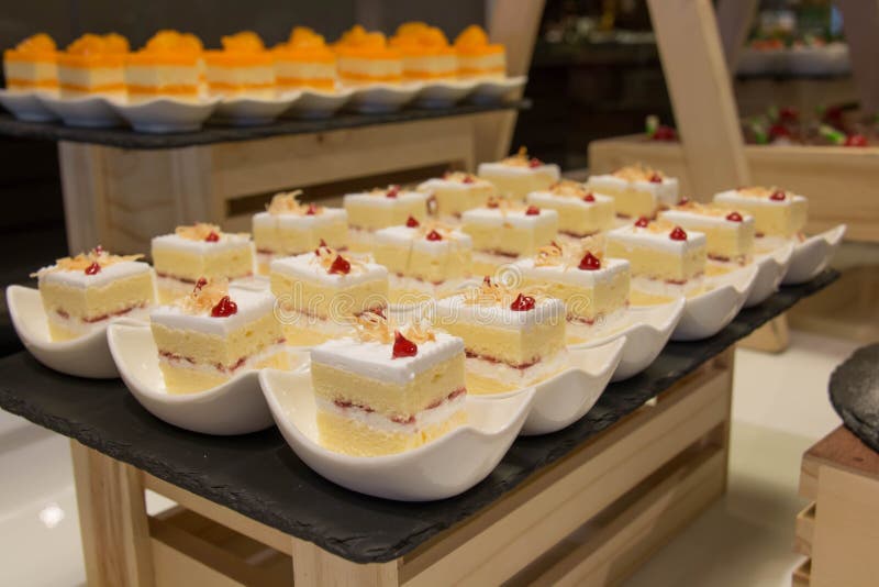 Mini Cake on the Table for the Buffet Stock Image - Image of happy ...