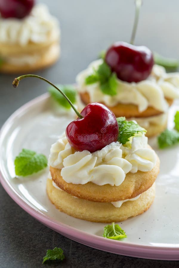 Mini Cake with Whipped Cream Stock Photo - Image of cake, small: 163871122