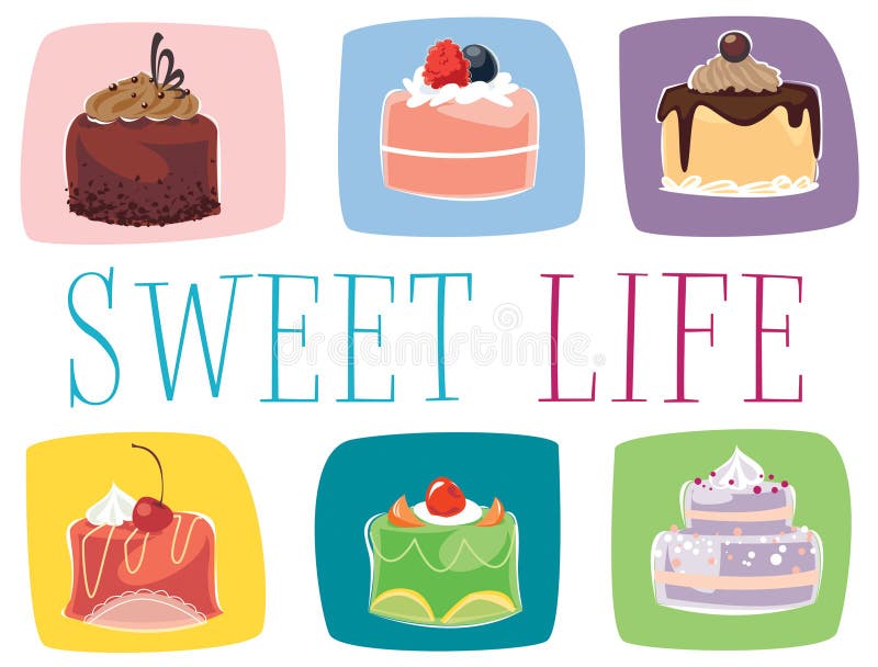 Mini cakes stock illustration. Illustration of sweet - 12608314