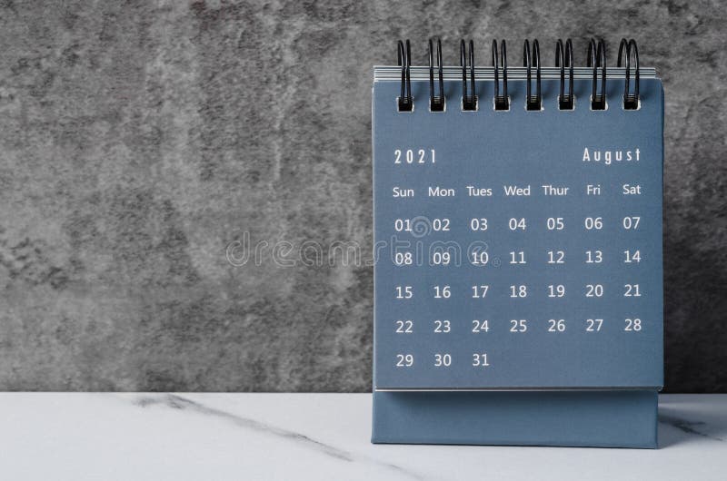 Mini Calendar August 2021 stock image. Image of holiday - 222598115