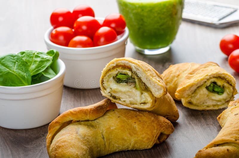 Mini Calzone Roll with Herbs and Cheese Stock Image - Image of cooked ...