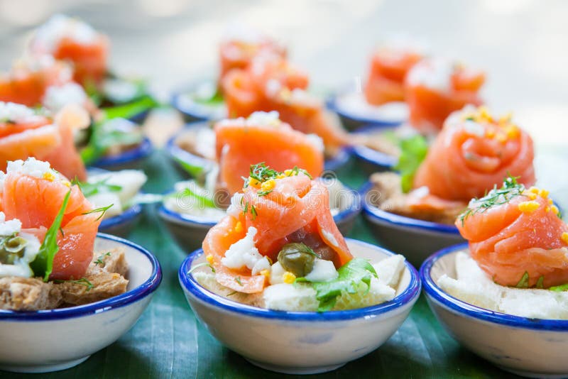 Mini canapes stock image. Image of fish, meal, catering - 71025919