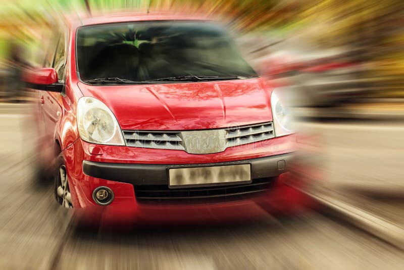 Mini car is red. stock image. Image of light, motion - 142605093