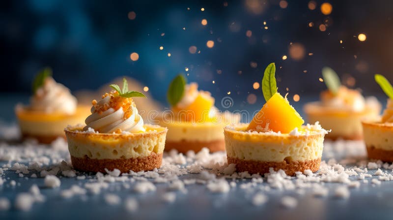 Mini Cheesecakes are Beautifully Arranged on a Table, Adorned with ...