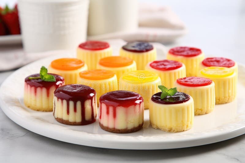 10 Mini Cheesecakes on a Ceramic Platter Stock Illustration ...