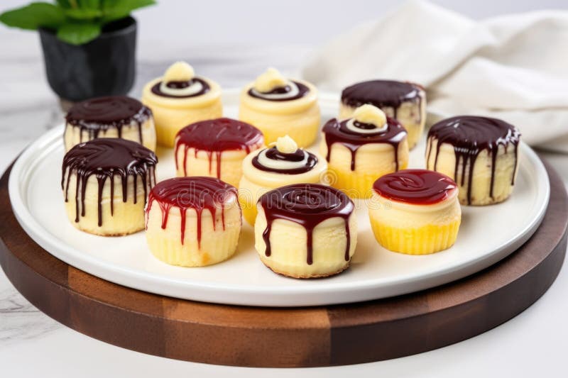 10 Mini Cheesecakes on a Ceramic Platter Stock Illustration ...