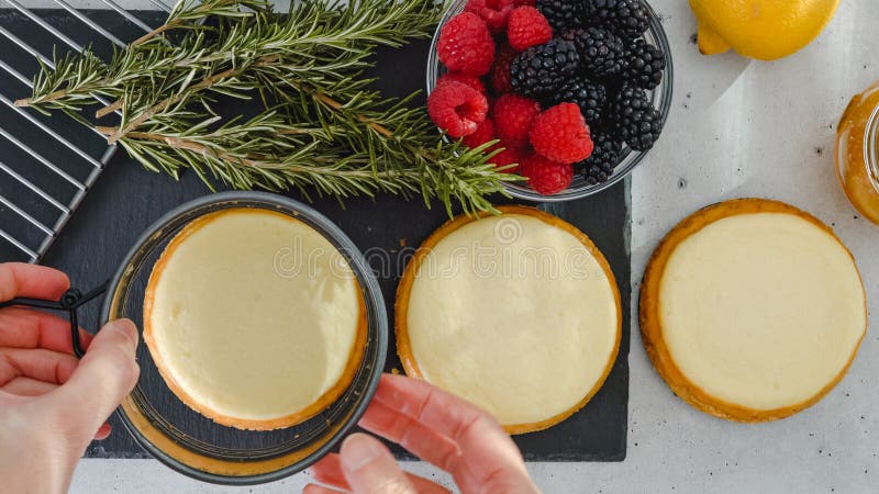 Mini Cheesecakes, and Ingredients for the Dessert Topping Close-up on ...