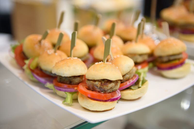Mini Chicken Burger are Placed on a Plate Stock Photo - Image of meat ...