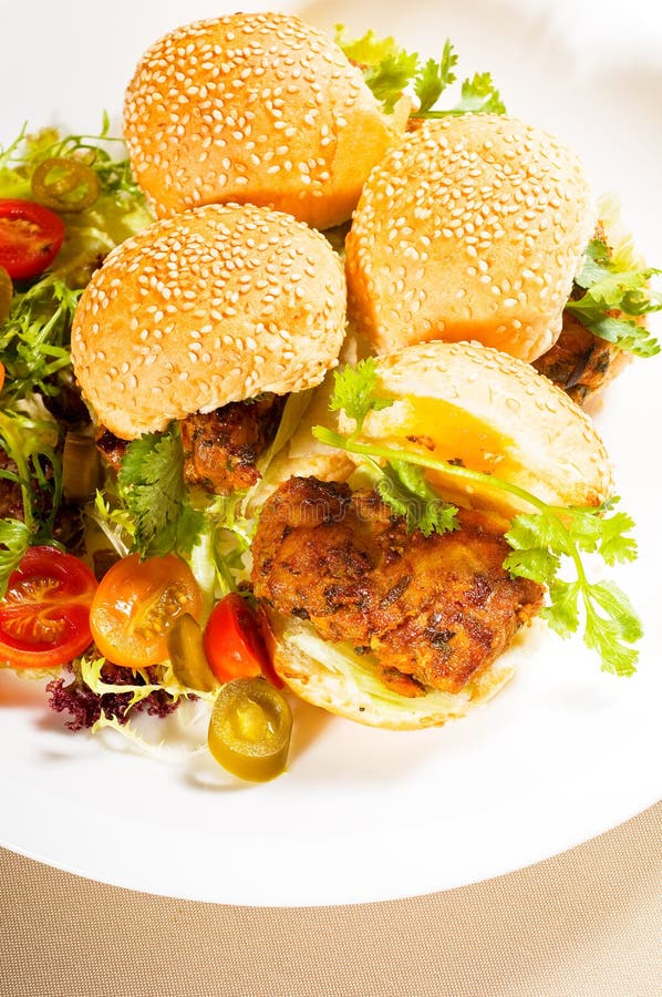 MINI CHICKEN BURGER stock photo. Image of health, fresh - 21375620