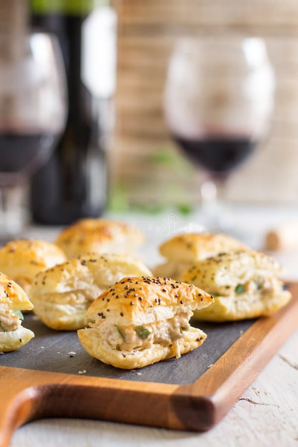 Mini Chicken Puff Pastry Appetizers - Bite Size Party Food Stock Photo ...