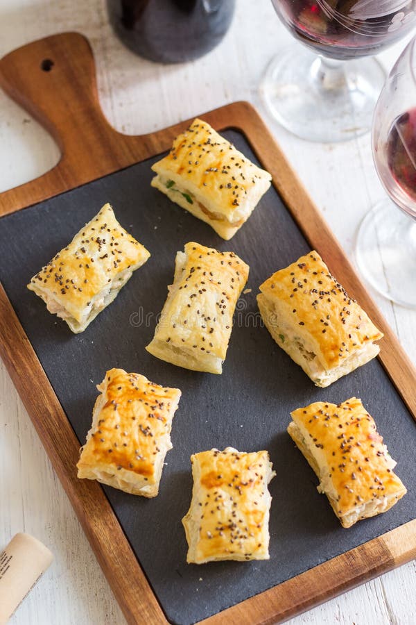 Mini Chicken Puff Pastry Appetizers - Bite Size Party Food Stock Photo ...
