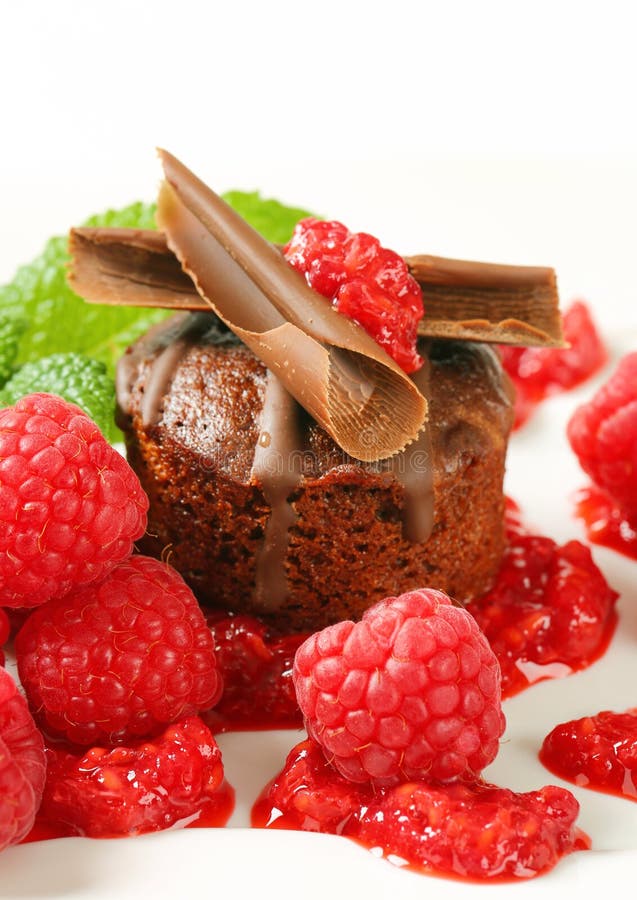 Mini Chocolate Cake with Fresh Raspberries Stock Image - Image of fresh ...