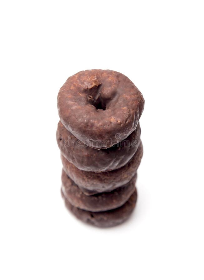Mini Chocolate Donuts stock image. Image of fast, stack - 120577807