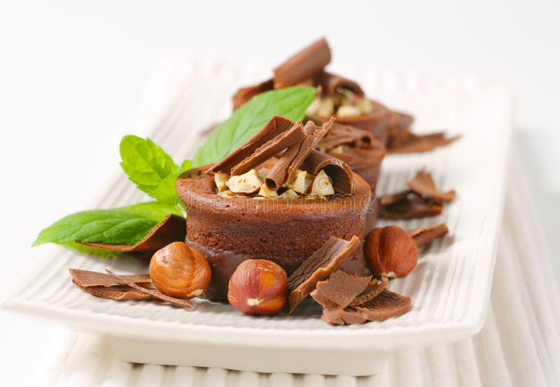 Mini Chocolate Hazelnut Cakes Stock Image - Image of shavings, biscuit ...