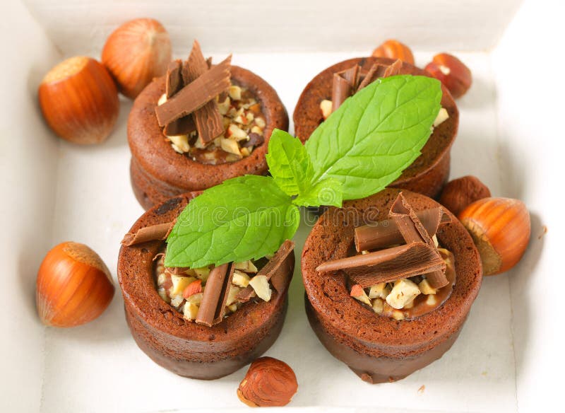 Mini Chocolate Hazelnut Cakes Stock Photo - Image of hazelnut, shavings ...