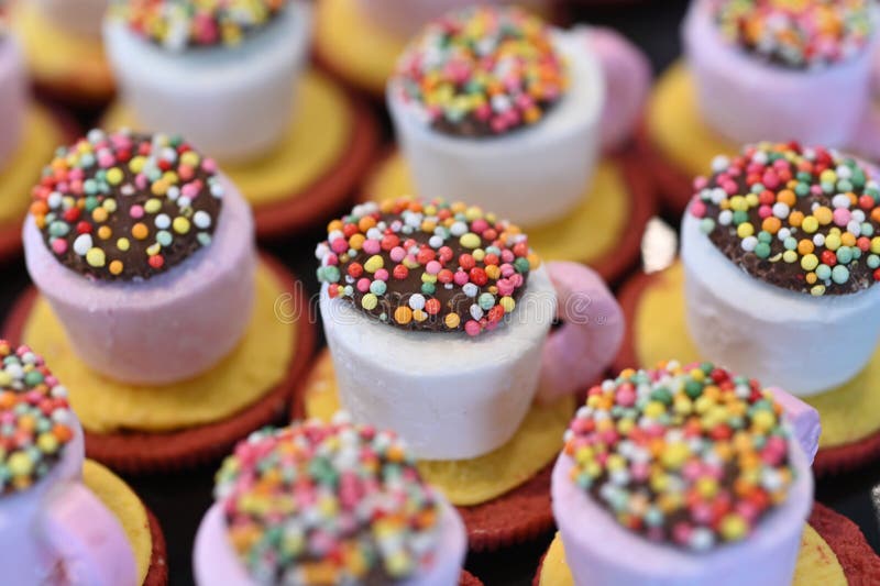 Mini Chocolate Marshmallow Tea Cups Biscuits Stock Image - Image of ...