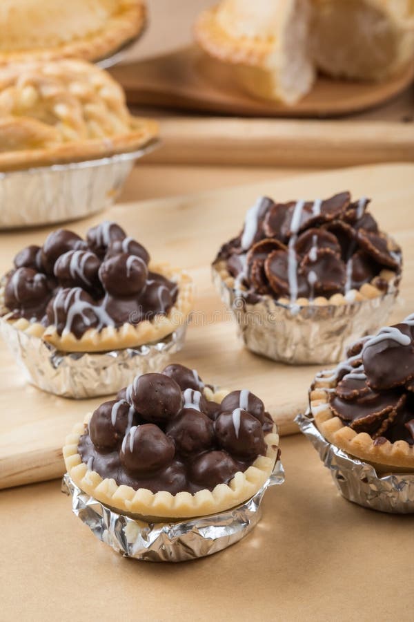 Mini Chocolate Tart with Crunchy Stock Photo - Image of cake, baked ...
