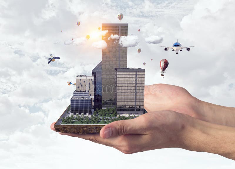 Mini City Design . Mixed Media Stock Photo - Image of skyscraper ...