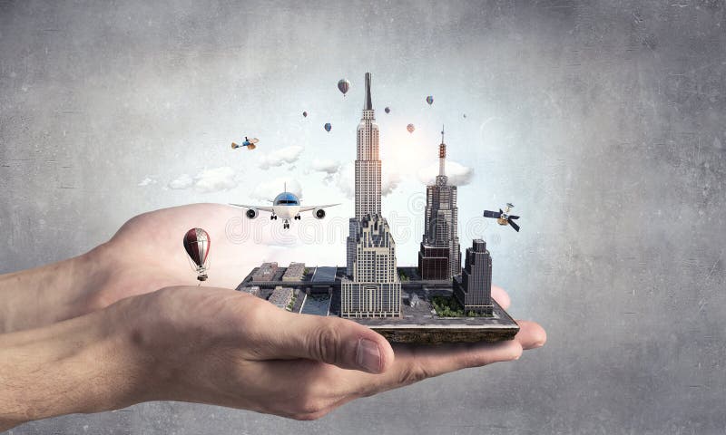 Mini City Design . Mixed Media Stock Photo - Image of office ...