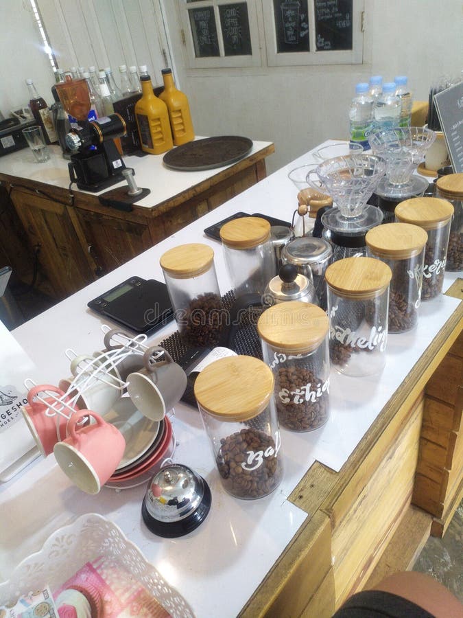 Mini coffee bar stock photo. Image of glass, painting - 222715546