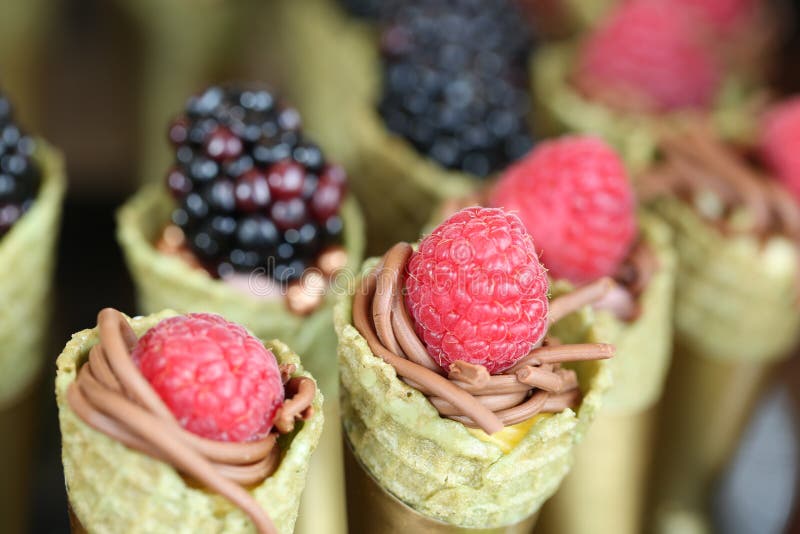 Mini coni con le bacche immagine stock. Immagine di bacche - 74250497