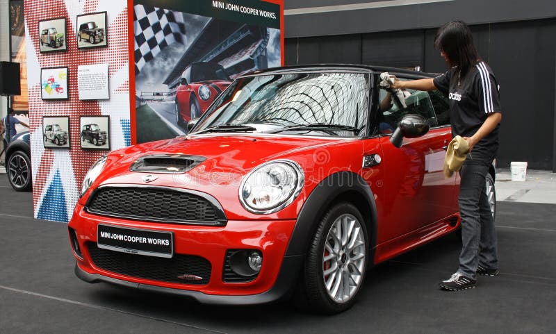 Mini car is red. stock image. Image of light, motion - 142605093