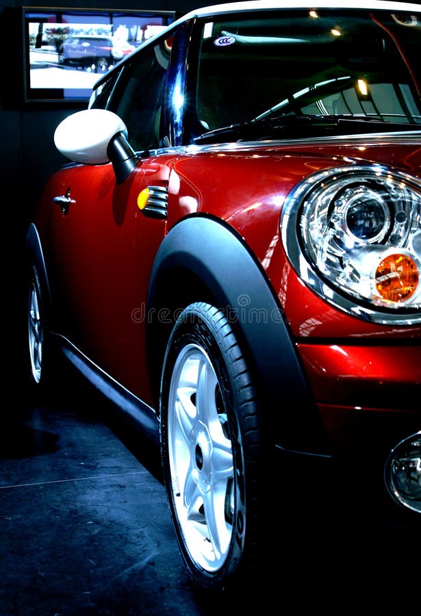 Blue Mini Cooper stock photo. Image of rain, small, droplets - 9886254