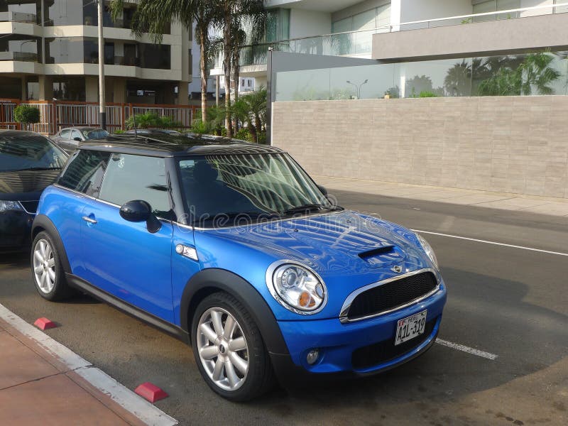 Mini Cooper S Blue and Black in Barranco, Lima Editorial Photography ...