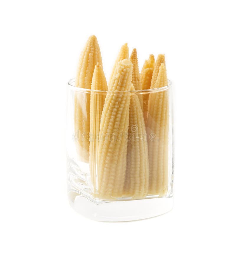 Mini corn is in a glass. stock image. Image of mini, food - 66365361