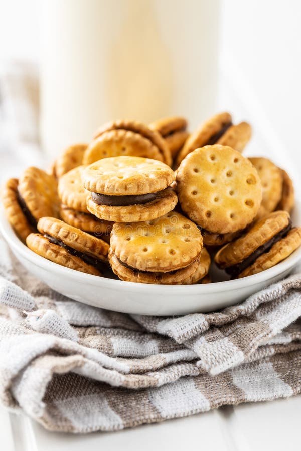 Mini Cream Sandwich Cookies Stock Photo - Image of biscuit, cookies ...