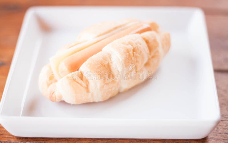 Mini Croissant with Sausage and Cheese Stock Image - Image of dishes ...
