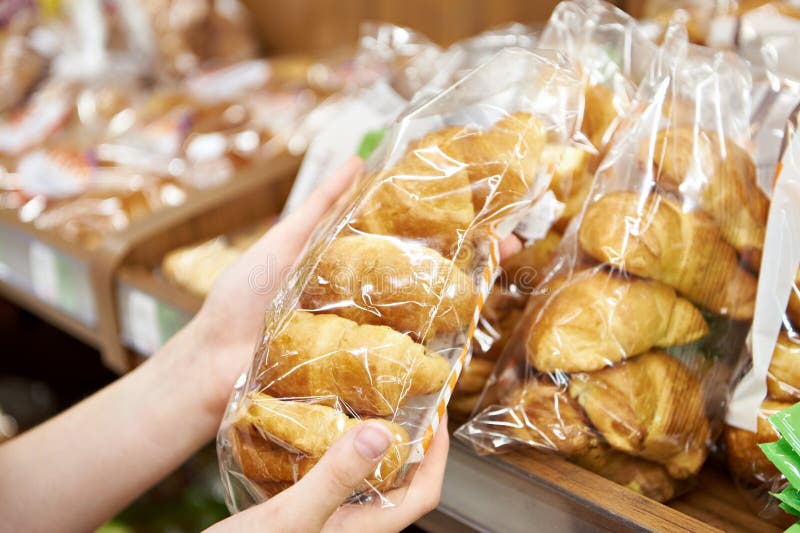 Mini Croissants Buns in the Store Stock Photo - Image of consumer ...