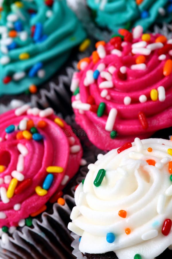 Multi-colored Cupcakes with Sprinkles Stock Image - Image of white ...