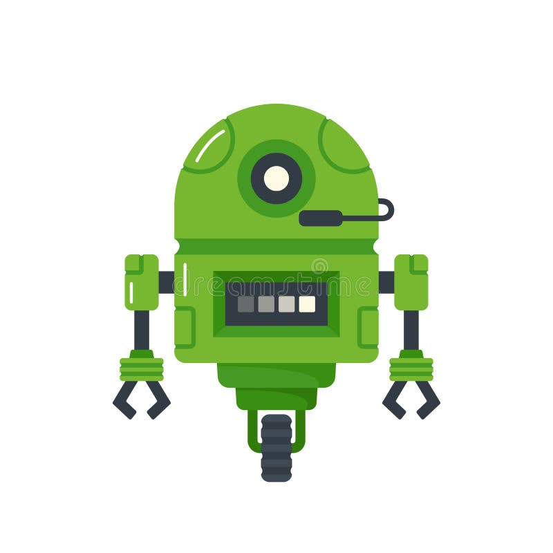 Mini Cyborg, Ai Robot Character. Artificial Intelligence Green Bot with ...
