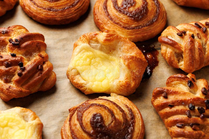 Mini Danish Pastry Selection. Maple Pecan Plaits, Cinnamon Swirls and ...