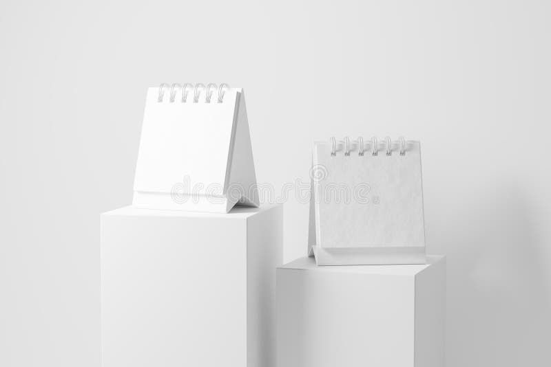 Mini Desk Calendar White Blank 3D Rendering Mockup Stock Illustration ...