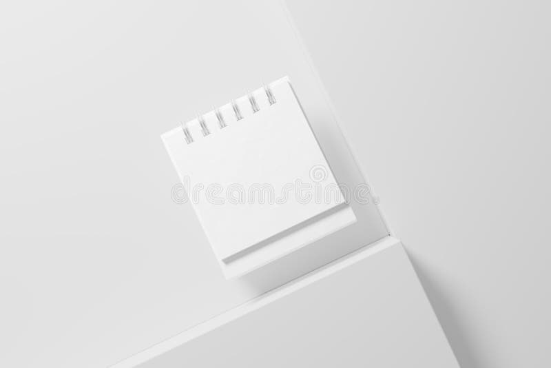 Mini Desk Calendar White Blank 3D Rendering Mockup Stock Illustration ...