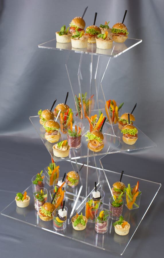 Mini Desserts and Meat Canapes Vegetable Snacks Stock Image - Image of ...