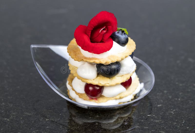 Mini Desserts and Meat Canapes Vegetable Snacks Stock Image - Image of ...