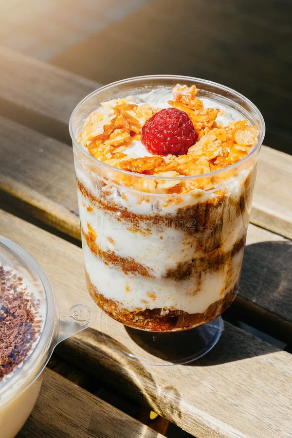 Mini Desserts Snacks in Plastic Cups. on the Table Stock Photo - Image ...