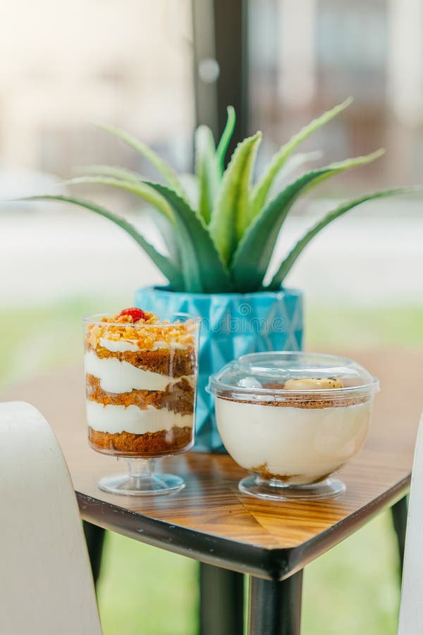 Mini Desserts Snacks in Plastic Cups. on the Table Stock Photo - Image ...