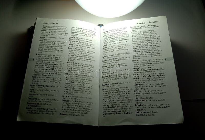 Mini Dictionary Captured with Pages Open Stock Image - Image of poster ...