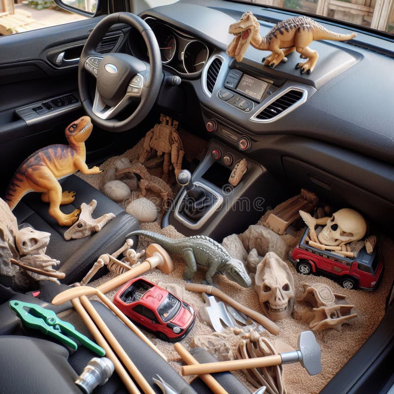 A Mini Dinosaur Dig Site Inside the Car, with Fossils Stock Image ...