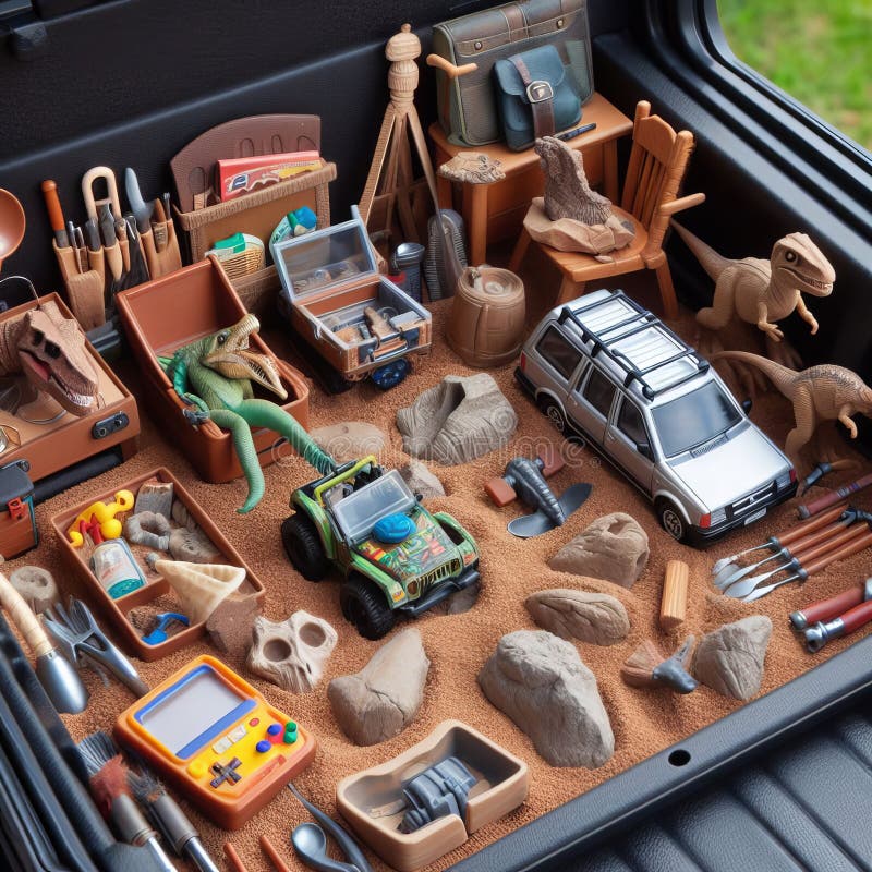 A Mini Dinosaur Dig Site Inside the Car, with Fossils Stock Photo ...