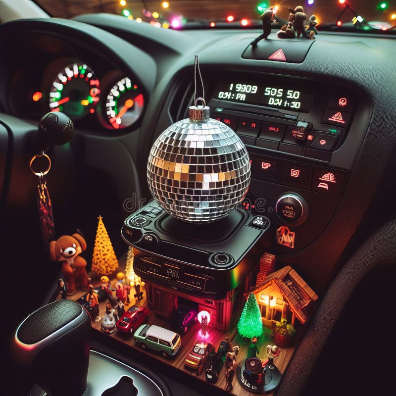 A Mini Disco Ball Inside the Car, for Spontaneous Dan Stock Photo ...